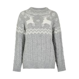 Apricot Reindeer Chunky Cable Knit Jumper ' ' Damen Gr&ouml;&szlig;e M grau