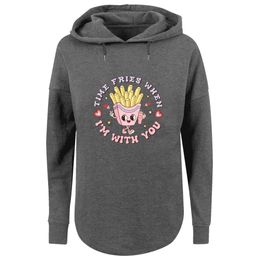 F4NT4STIC Sweatshirt 'Time Fries When I Am With You Valentinstag' Damen Gr&ouml;&szlig;e L hellgelb / dunkelgrau / rosa / rot