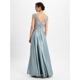 LUXUAR Fashion Satin-Abendkleid Damen Gr&ouml;&szlig;e 40 gr&uuml;n / silber Winterkleid