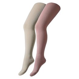 Camano Strickstrumpfhose M&auml;dchen Gr&ouml;&szlig;e 86/92 creme / rosa
