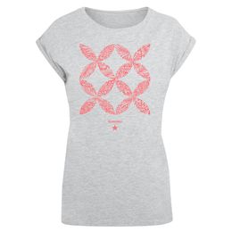 F4NT4STIC T-Shirt 'Blumuster Coral' Damen Gr&ouml;&szlig;e 5XL graumeliert / pink