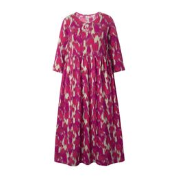 Ulla Popken Kleid Damen Gr&ouml;&szlig;e 62/64 gelb / pink Winterkleid