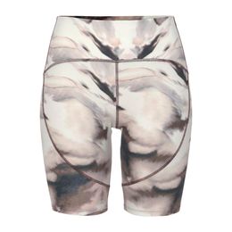 active by Lascana Lascana Active Shorts 'Printed Athleisure Cycling' Damen Gr&ouml;&szlig;e XL beige / creme / grau