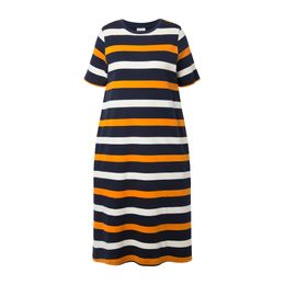 Ulla Popken Kleid Damen Gr&ouml;&szlig;e 42/44 marine / orange / wei&szlig; Winterkleid