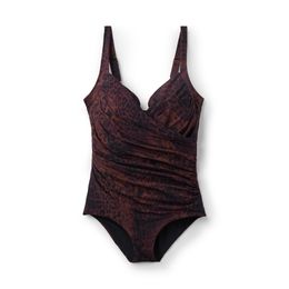CALZEDONIA Shapingbadeanzug 'Dark Animalier' Damen Gr&ouml;&szlig;e XL braun / schwarz