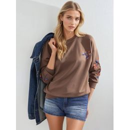 Hiccup Sweatshirts Damen Gr&ouml;&szlig;e L blau / braun / koralle