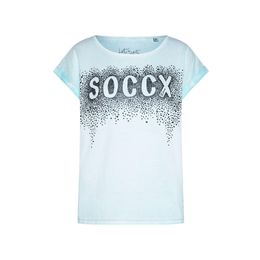 SOCCX Rundhalsshirt Oil Dyed mit Puffprint-Artwork Damen Gr&ouml;&szlig;e XXXL hellblau