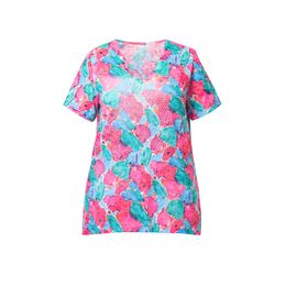 MIAMODA Shirt Damen Gr&ouml;&szlig;e XXL smaragd / hellpink / wei&szlig;