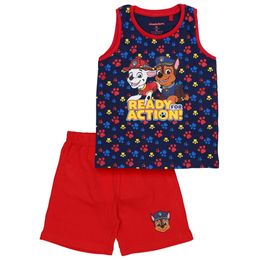 PAW PATROL Schlafanzug 'Ready Action' Jungen Gr&ouml;&szlig;e 128 blau / dunkelblau / gelb / blutrot