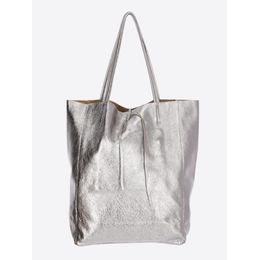 Sevabags Shopper 'Shopper Tasche Damen in Metallic Echtleder' Damen Gr&ouml;&szlig;e One Size silber