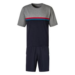 Le Jogger Pyjama Herren Gr&ouml;&szlig;e S navy / cyanblau / graumeliert / rot