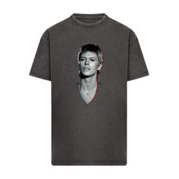 F4NT4STIC T-Shirt 'TV Times Pop Star David Bowie Portrait 1977' Herren Gr&ouml;&szlig;e S aqua / anthrazit / rot / schwarz