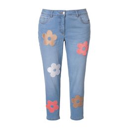 MIAMODA Jeans Damen Gr&ouml;&szlig;e 39/40 blue denim / orange / rot / wei&szlig;