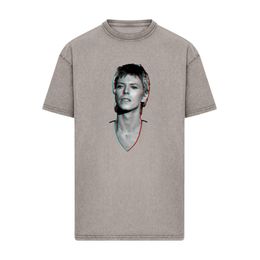 F4NT4STIC T-Shirt 'TV Times Pop Star David Bowie Portrait 1977' Herren Gr&ouml;&szlig;e XS graumeliert / schwarz