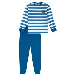 Schiesser Schlafanzug 'Teens Nightwear' Jungen Gr&ouml;&szlig;e 152 blau / wei&szlig;
