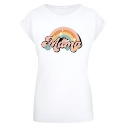 F4NT4STIC T-Shirt 'Mothers Day Celebration Rainbow Mama Design Mom Appreciation' Damen Gr&ouml;&szlig;e XS orange / rosa / wei&szlig;