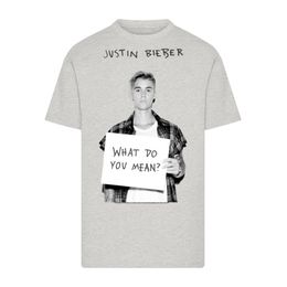 F4NT4STIC T-Shirt 'Justin Bieber What Do You Mean' Herren Gr&ouml;&szlig;e M grau / schwarz / wei&szlig;