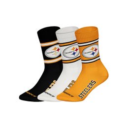Huddle Freizeitsocken ' NFL Pittsburgh Steelers Crew ' Herren Gr&ouml;&szlig;e 43/46 gelb / schwarz / wei&szlig;
