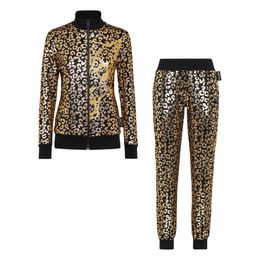 Plein Sport Tracksuit 'Leopard' Damen Gr&ouml;&szlig;e XS gold / schwarz