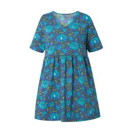 Ulla Popken Kleid Damen Gr&ouml;&szlig;e 50/52 t&uuml;rkis / dunkelblau / apfel Winterkleid
