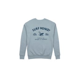 Surf Monkey Sweatshirt 'Rette das Ozean' Herren Gr&ouml;&szlig;e S pastellblau