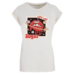 F4NT4STIC T-Shirt 'Lips like sugar retro fashion Valentinstag' Damen Gr&ouml;&szlig;e 5XL sand / rot / schwarz