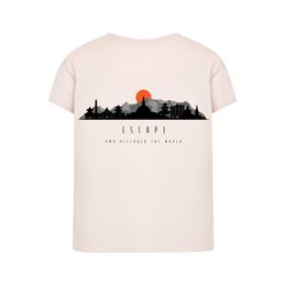 F4NT4STIC T-Shirt 'Escape Discover the World Asian Town' Damen Gr&ouml;&szlig;e M orange / rosa / schwarz
