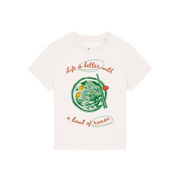 Watapparel T-Shirt 'Life is better with ramen' Damen Gr&ouml;&szlig;e L grasgr&uuml;n / rot / offwhite