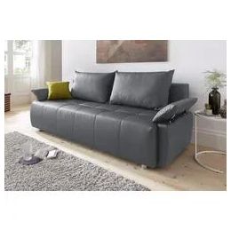 Schlafsofa Collection AB "Funtastic, B: 212 cm, Liegel. 145x187 cm", grau (anthrazit), B:212cm H:84cm T:96cm, Zierkissen: 100% Polyester;Struktur (100% Polyester);Kunstleder SOFTLUX;Microfaser PRIMABELLE (100% Polyester), Sofas, Schlafsofa, Bettfunktion, Bettkasten, Armteilverstellung & 1 Zierkissen, Federkern