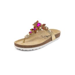 vitaform Zehentrenner Damen Gr&ouml;&szlig;e 41 cognac / gold / fuchsia