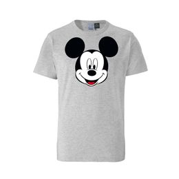 logoshirt T-Shirt 'Disney - Mickey Mouse Gesicht' Damen Gr&ouml;&szlig;e M grau / rot / schwarz / wei&szlig;