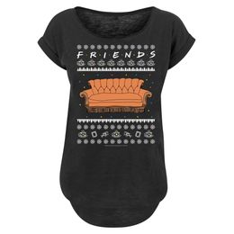 F4NT4STIC T-Shirt 'Friends Fair Isle Couch' Damen Gr&ouml;&szlig;e XL braun / schwarz / wei&szlig;