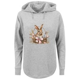 F4NT4STIC Sweatshirt 'Osterhasen Korb Dekor' Damen Gr&ouml;&szlig;e XL schoko / hellgrau / graumeliert / hellpink