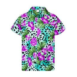 King Kameha Shirt 'Leopard Flowers' Herren Gr&ouml;&szlig;e M t&uuml;rkis