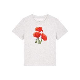 Watapparel T-Shirt 'Poppy Flowers' Damen Gr&ouml;&szlig;e M gr&uuml;n / rot / wei&szlig;meliert