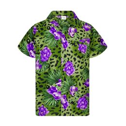 King Kameha Shirt 'Leopard Flowers' Herren Gr&ouml;&szlig;e 4XL dunkelgr&uuml;n