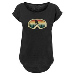 F4NT4STIC T-Shirt 'Retro Ski Goggles Winter Sports' Damen Gr&ouml;&szlig;e XXXL t&uuml;rkis / pastellgelb / dunkelorange / schwarz
