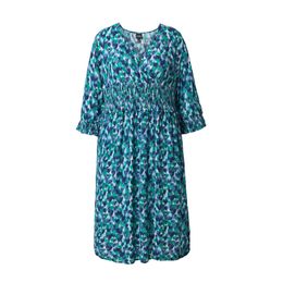 Ulla Popken Kleid Damen Gr&ouml;&szlig;e 54/56 dunkelblau / gr&uuml;n / wei&szlig; Winterkleid
