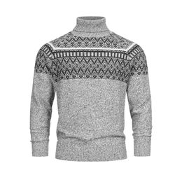 INDICODE Jeans Pullover 'Thomus' Herren Gr&ouml;&szlig;e XXL anthrazit / graumeliert / wei&szlig;