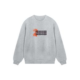 F4NT4STIC Sweatshirt 'Geishora Japan Streetstyle' Herren Gr&ouml;&szlig;e L graumeliert / orange / schwarz