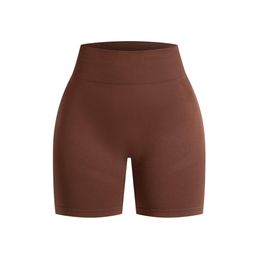 Smilodox Maria Solid Shorts Scrunch Seamless Damen Gr&ouml;&szlig;e L braun / wei&szlig;