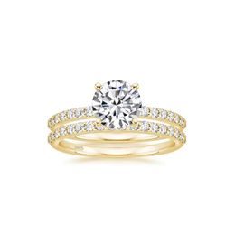 Rougemont Jewellery Ring 'Memoirering Extravaganter zweiteiliger Moissanit Memoirere Set 2 Ringe 925 Silber' Damen Gr&ouml;&szlig;e 44 gold