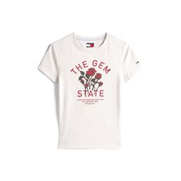 Tommy Jeans T-Shirt Damen Gr&ouml;&szlig;e L hellgrau / oliv / rot