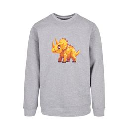 F4NT4STIC Sweatshirt 'S&uuml;&szlig;er Triceratops Dinosaurier' Herren Gr&ouml;&szlig;e S grau / orange