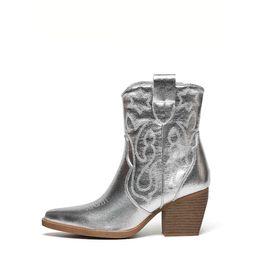 Smile Favorites Cowboystiefel Damen Gr&ouml;&szlig;e 39 silber Winterschuhe