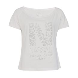 Nassau Beach Club T-Shirt 'NB22004' Damen Gr&ouml;&szlig;e XL grau / schwarz / wei&szlig;