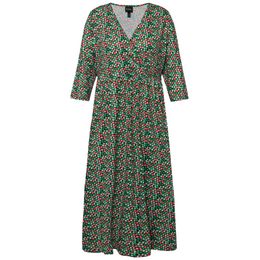 Ulla Popken Kleid Damen Gr&ouml;&szlig;e 46/48 gr&uuml;n / mischfarben Winterkleid
