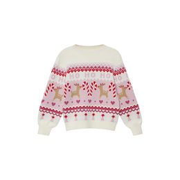 s.Oliver Pullover M&auml;dchen Gr&ouml;&szlig;e 116/122 creme / brokat / pink / rosa / rot / wei&szlig;