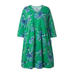 Ulla Popken Kleid Damen Gr&ouml;&szlig;e 66/68 dunkelblau / hellgr&uuml;n / wei&szlig; Winterkleid