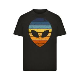 F4NT4STIC T-Shirt 'Alien Sonnenuntergang Retro' Jungen Gr&ouml;&szlig;e 134/140 blau / dunkelgelb / orange / schwarz